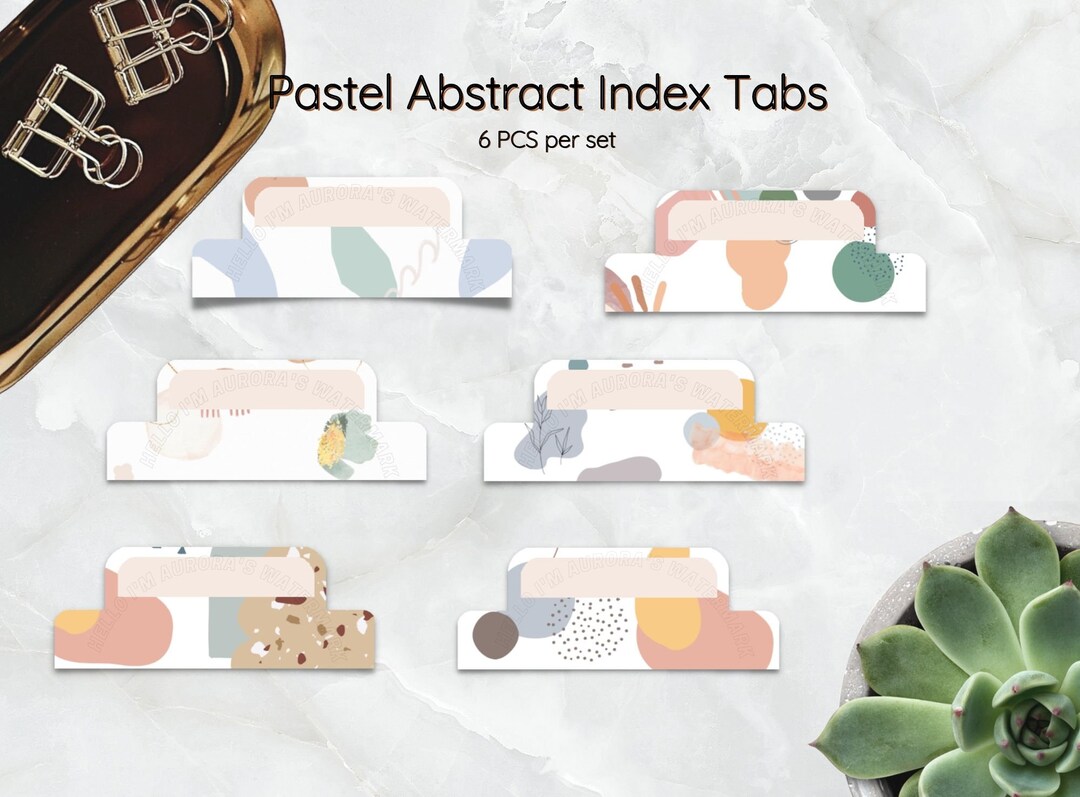 Pastel Abstract Divider Tabs | Index Tabs for Binder Planner Notebook ...