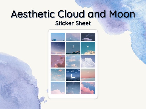 Aesthetic Cloud and Moon Sticker Sheet Pastel Dreamy - Etsy