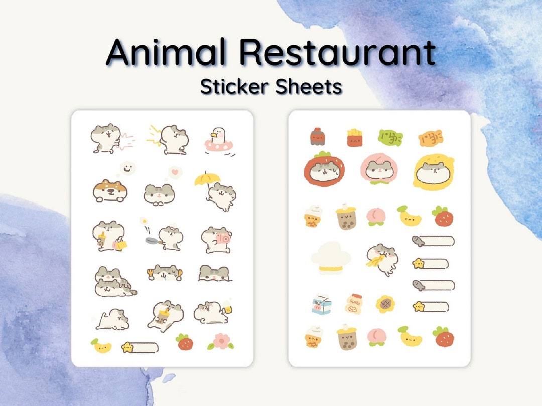 Animal Restaurant Sticker Sheet Set Journal Planner Sticker - Etsy