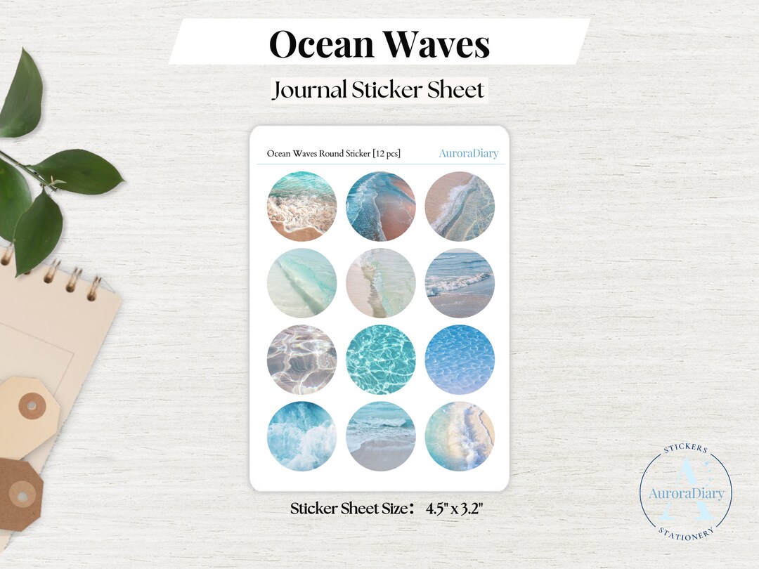 Ocean Waves Sticker Sheet | Journal Planner Sticker | Scrapbook Sticker ...