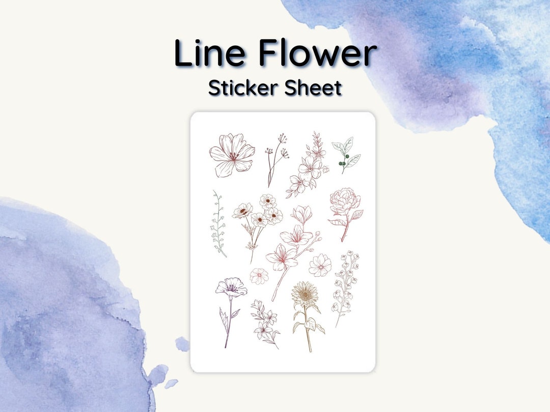Neutral Color Line Art Flower Sticker Sheet Journal Planner Sticker ...