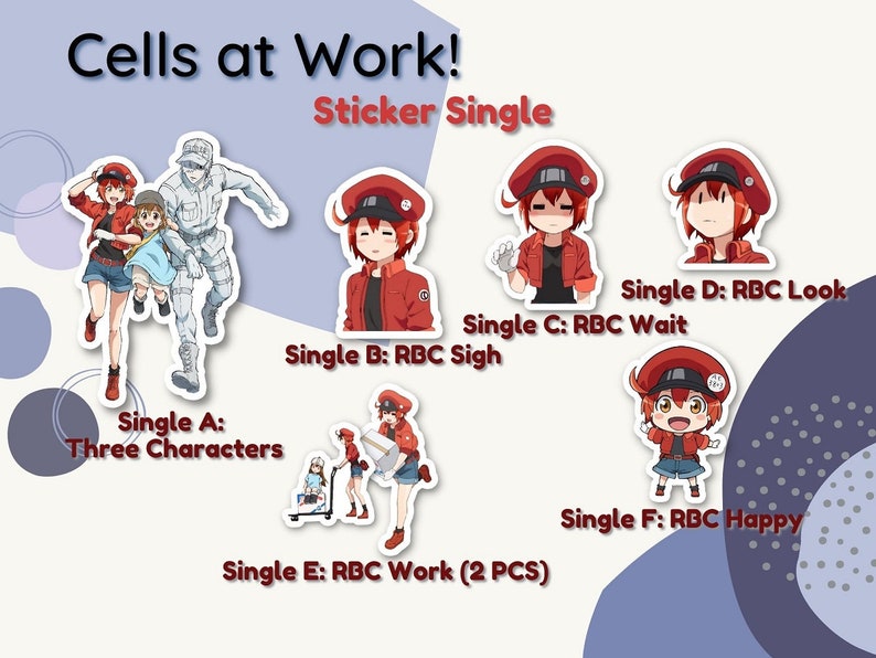 Cells at Workhataraku Saibou Sticker Set Waterproof | Etsy