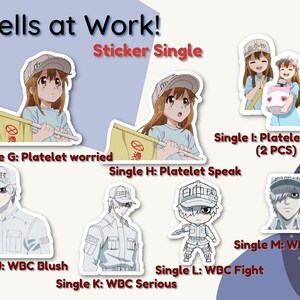 Cells at Workhataraku Saibou Sticker Set Waterproof, Anime, Japan ...