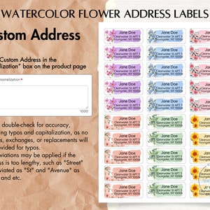 Watercolor Flower Personalized Return Address Labels Sticker | Elegant ...