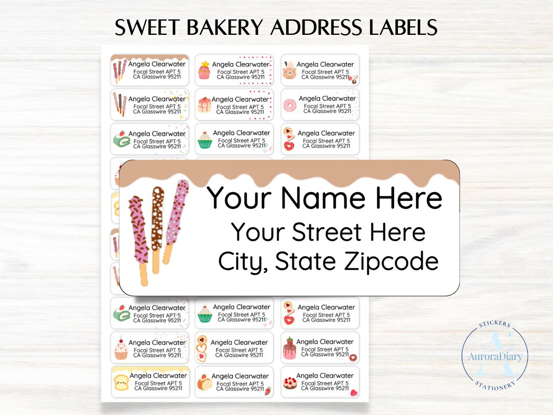 Sweet Bakery Personalized Return Address Labels Sticker | Cute Address ...