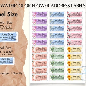 Watercolor Flower Personalized Return Address Labels Sticker | Elegant ...