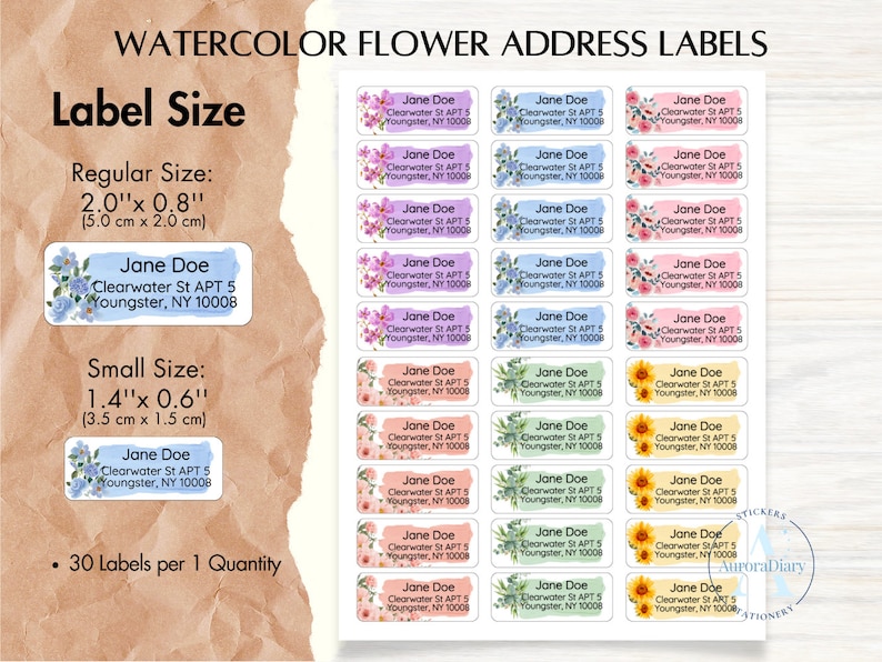 Watercolor Flower Personalized Return Address Labels Sticker | Elegant ...