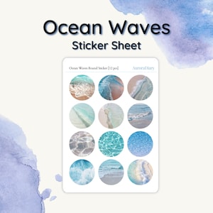 Ocean Waves Sticker Sheet Aesthetic Journal Sticker Planner - Etsy