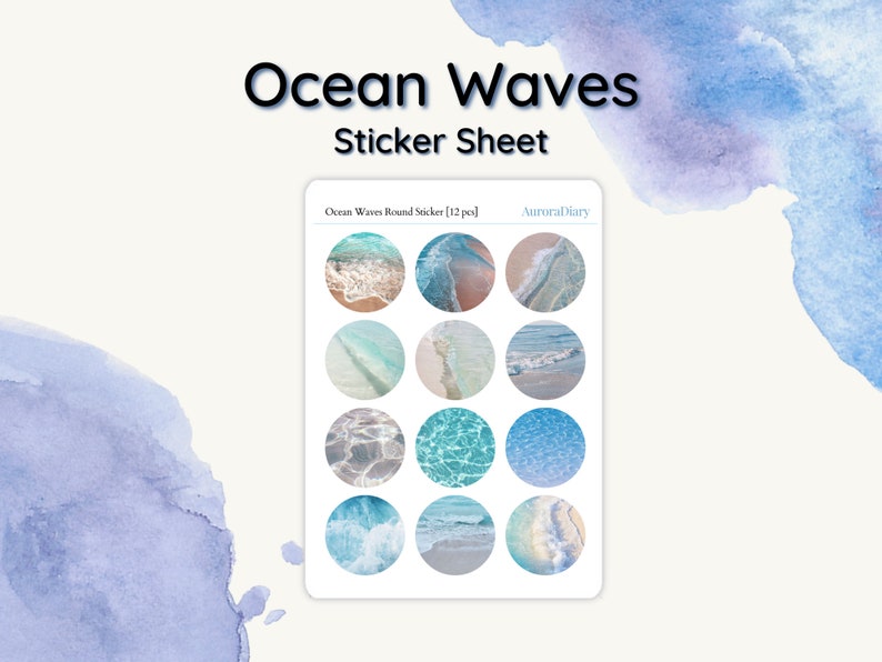 Ocean Waves Sticker Sheet Aesthetic Journal Sticker Planner - Etsy