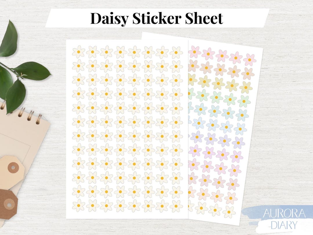 Daisy Sticker Sheet | Basic Journal Sticker, Planner Sticker, White ...