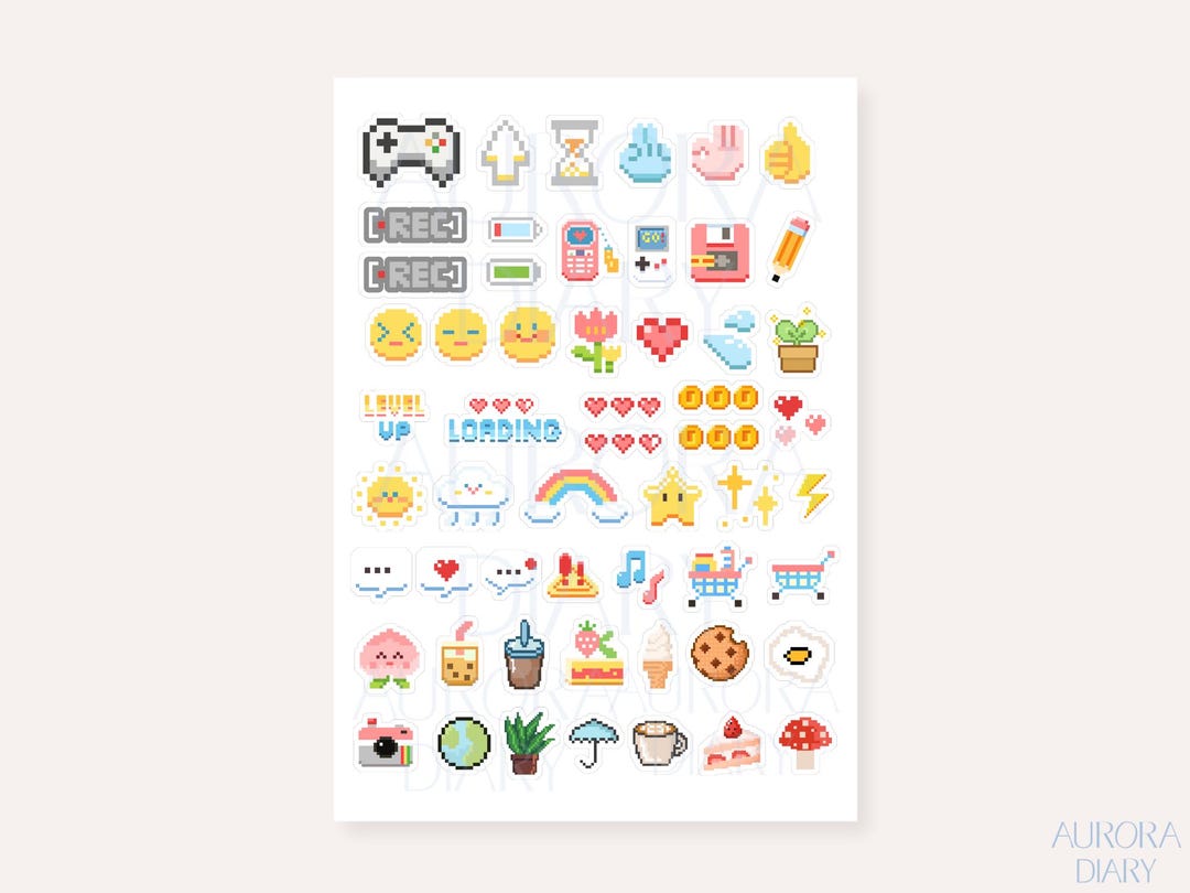 Pixel Diary Sticker Sheet | Video Game Bujo Sticker, Gamer Sticker, Y2K ...