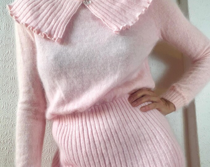 1970s/1980s Pink Angora Sweater Dress by Vera Finbert. S/M - Etsy