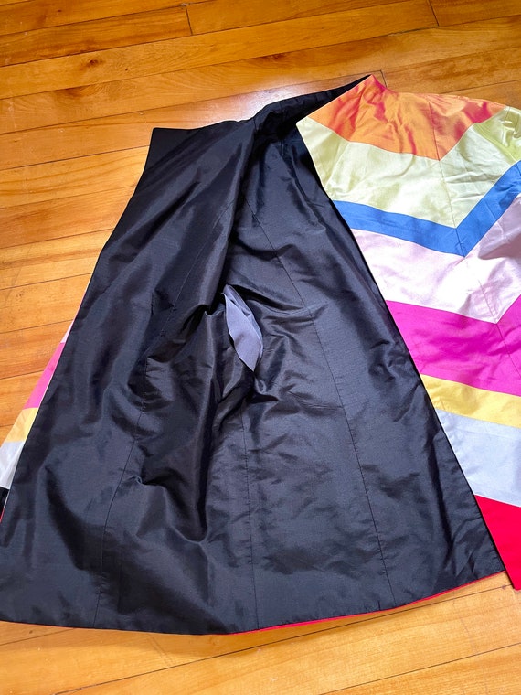 1990s Y2K 100 % Thai Silk Chevron Rainbow Jacket. M-L - Gem