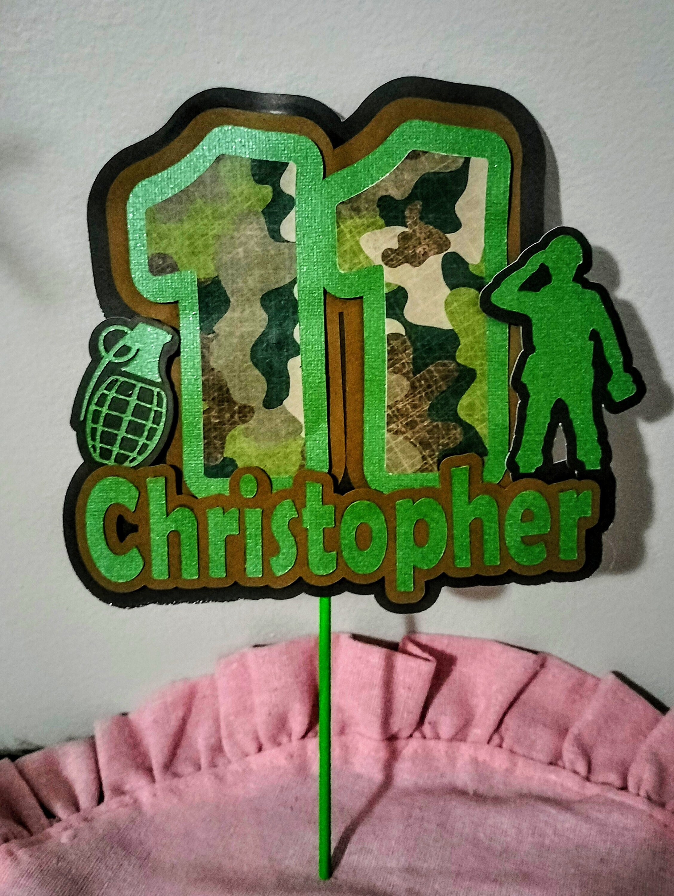 3D Layered Camo, Military, Solider Print Numbered Cake/cupcake Topper ...