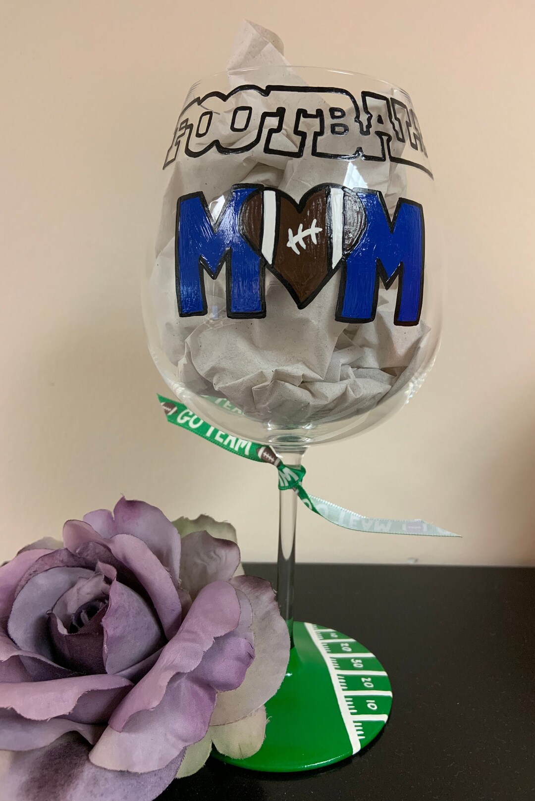 Football Mom Hand Painted Wine Glass - Etsy