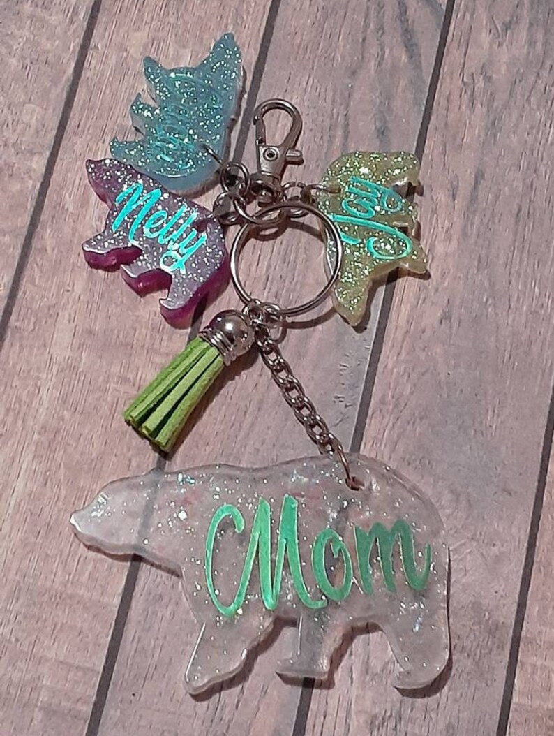 Mama Bear With Cubs Keychains - Etsy