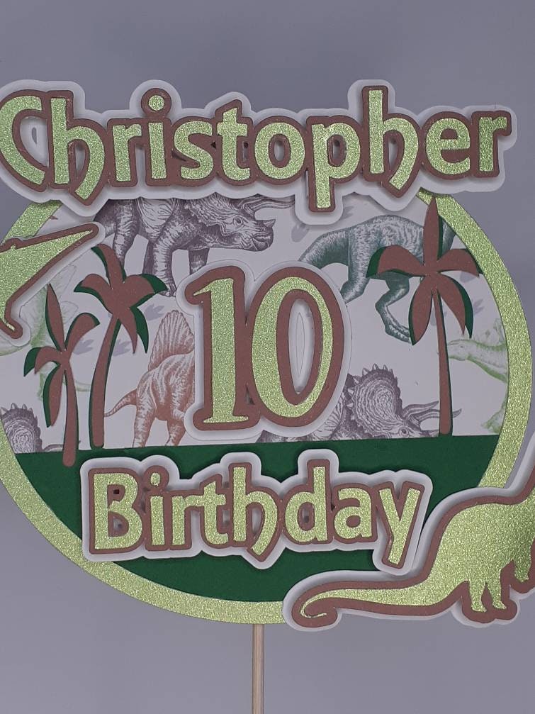Prehistoric Dinosaurs 3D Layered Numbered Glitter and Matte Name Cake ...