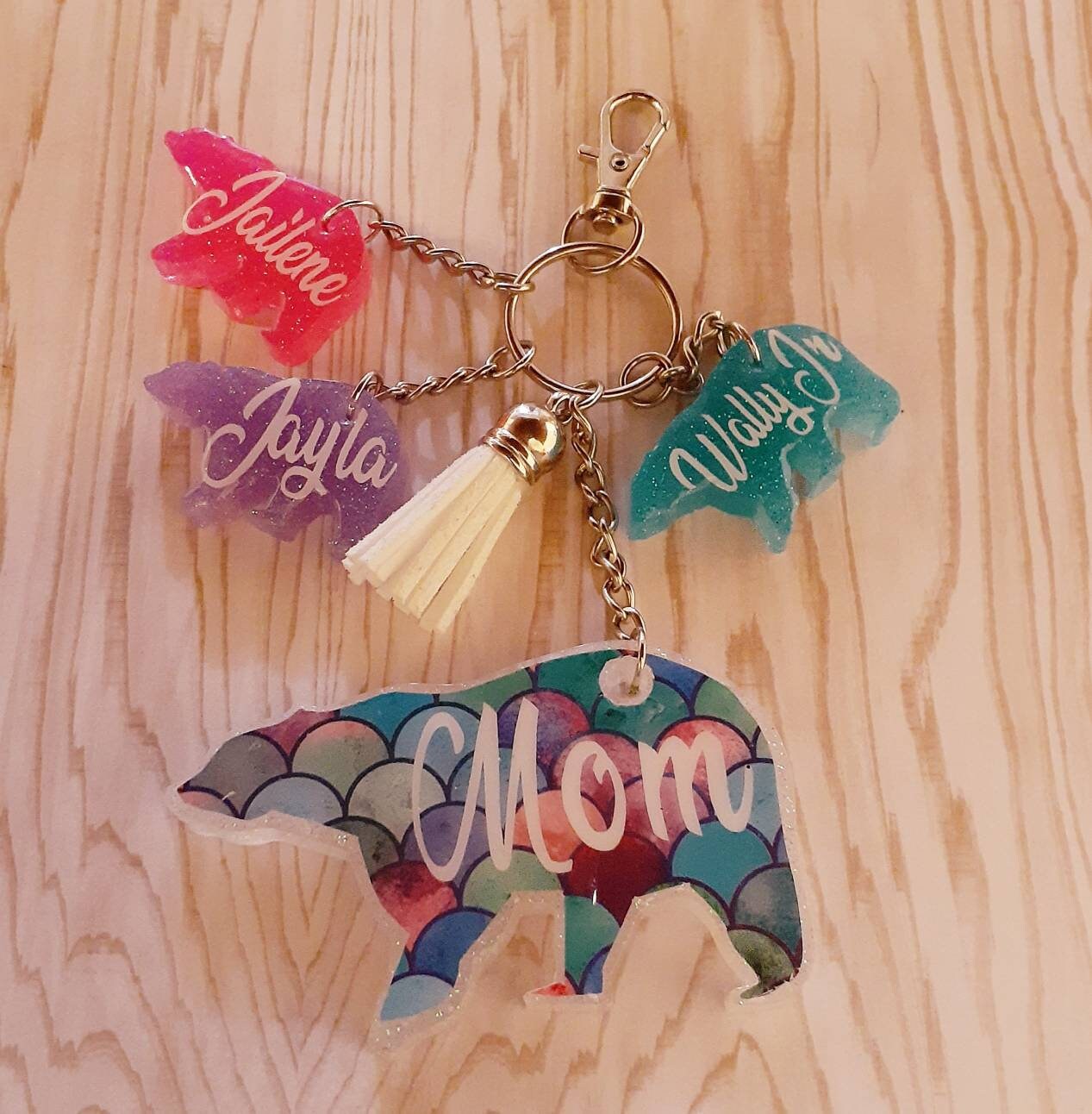 Mama Bear With Cubs Keychains - Etsy