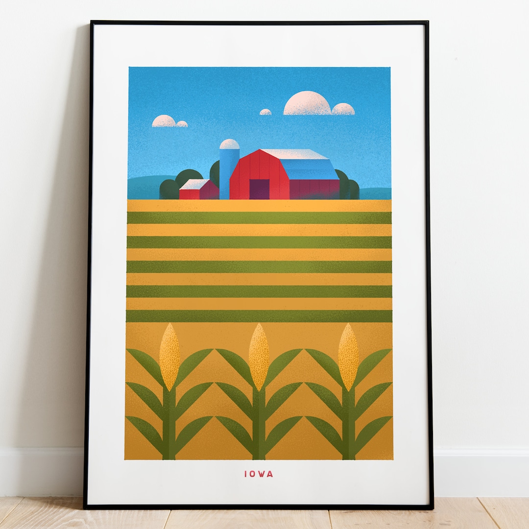 Iowa Print Travel Poster Print Vintage Style Iowa Art Retro Home Decor ...