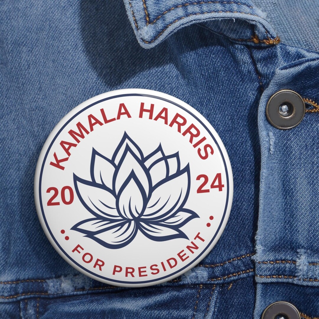 Kamala Harris President 2024 Button, Kamala Lotus Flower, Democrat ...