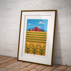 Iowa Print Travel Poster Print Vintage Style Iowa Art Retro Home Decor ...
