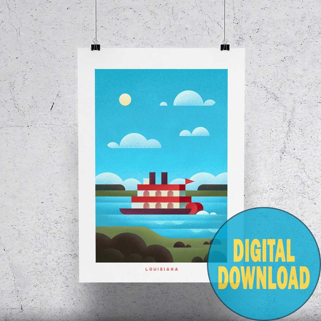 Louisiana Poster Travel Printable Vintage Style Louisiana Art Retro ...