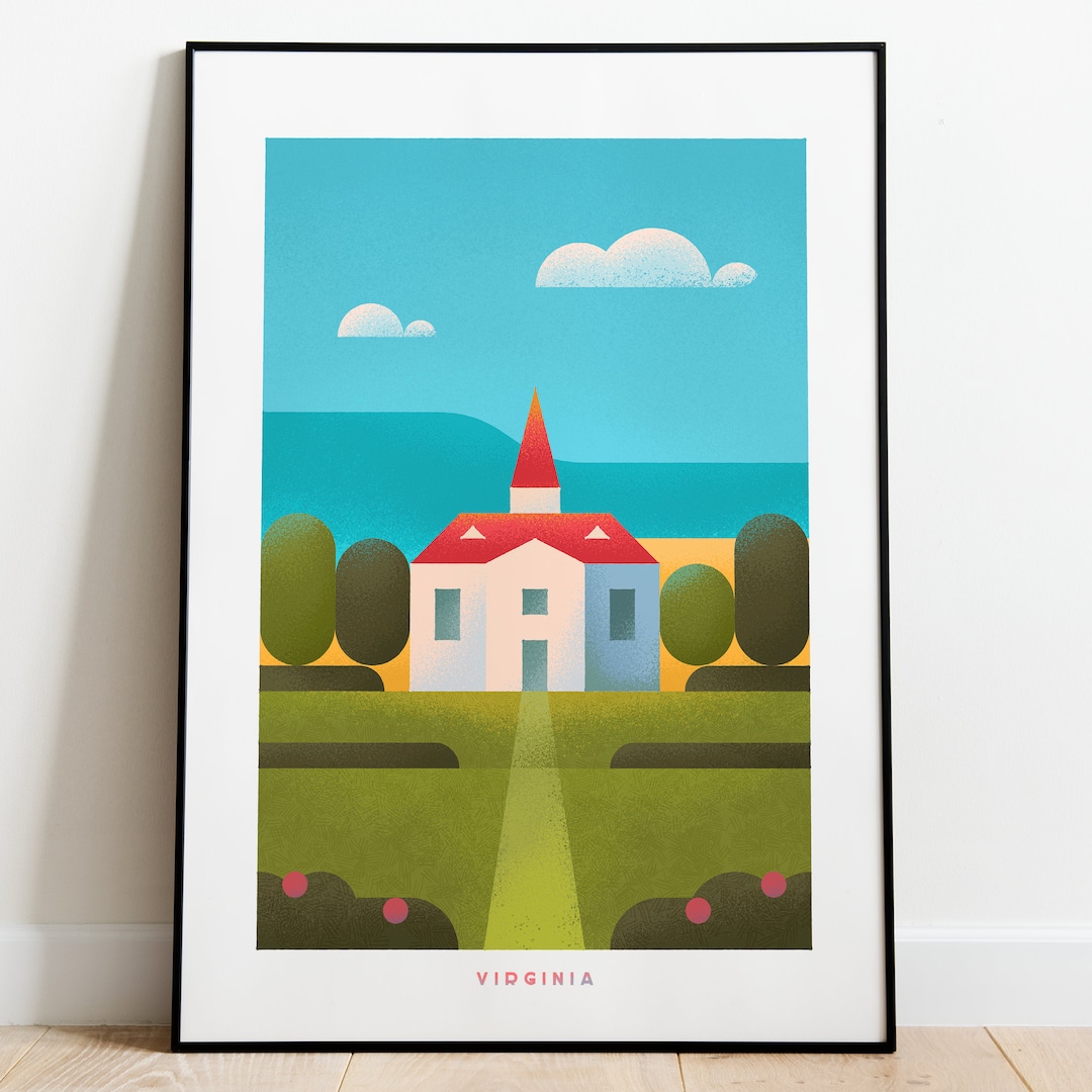 Virginia Poster Travel Print Vintage Style Virginia Art Retro Virginia ...