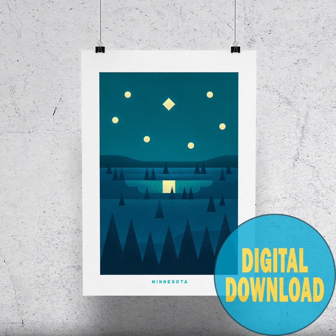 Minnesota Poster Travel Printable Vintage Style Minnesota Art Retro ...