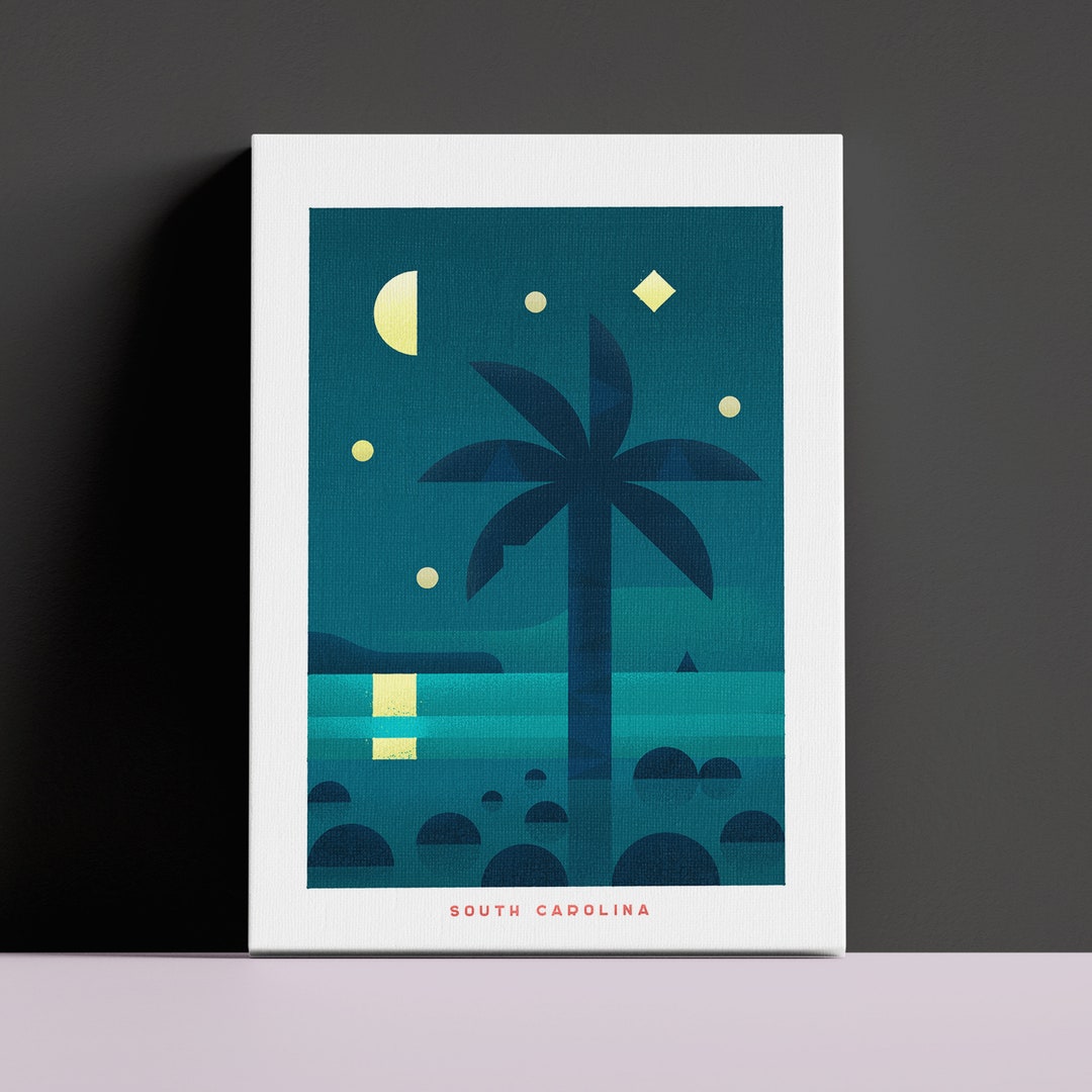 South Carolina Canvas Travel Print, Vintage Style South Carolina Art ...