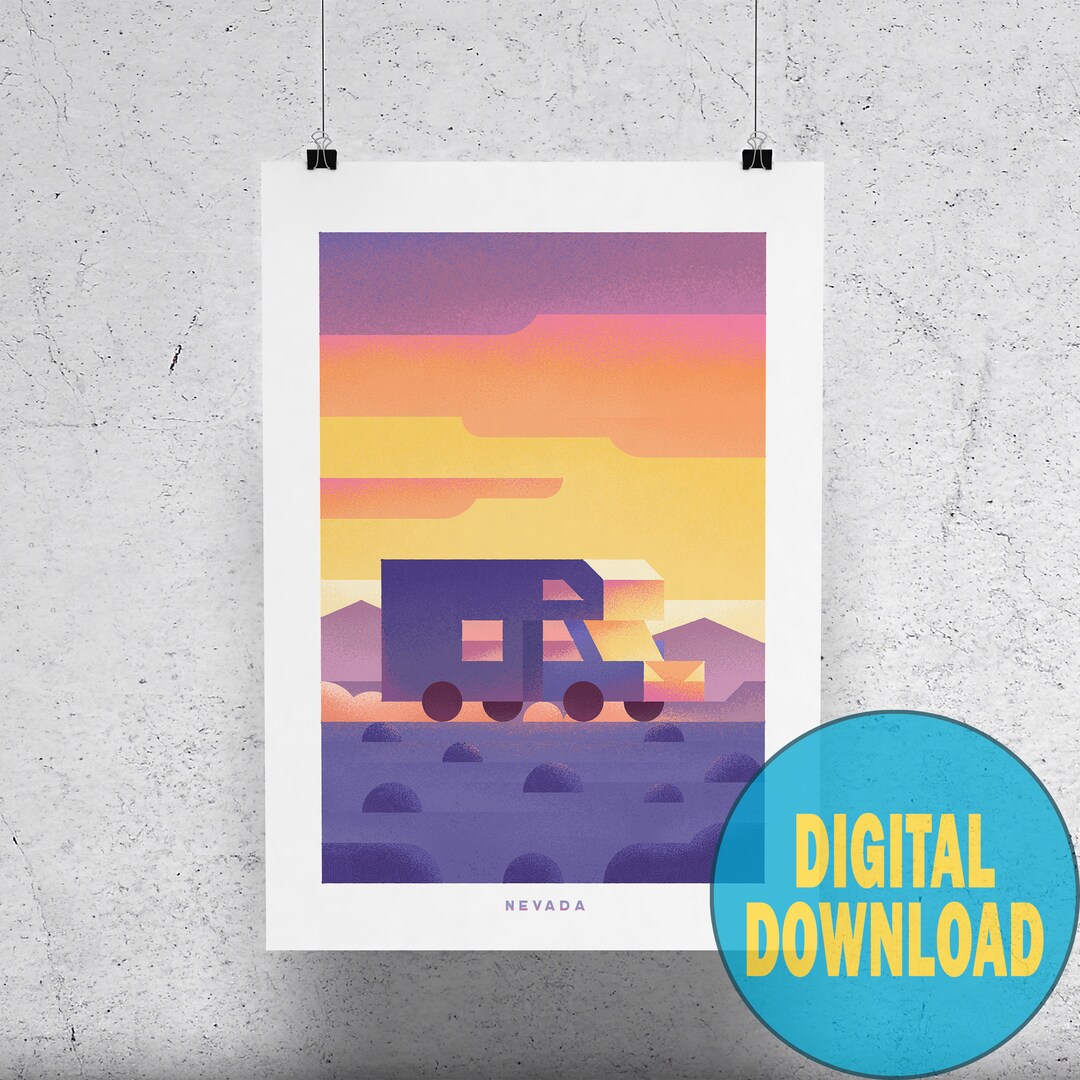 Nevada Print Travel Poster Printable Vintage Nevada Art Retro Grand ...
