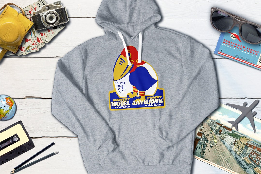 Vintage Kansas Jayhawk Hoodie Hotel Jayhawk Topeka Kansas Vintage ...
