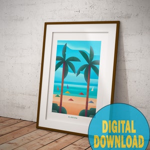 Florida Poster Travel Printable Vintage Style Florida Art Florida Beach ...