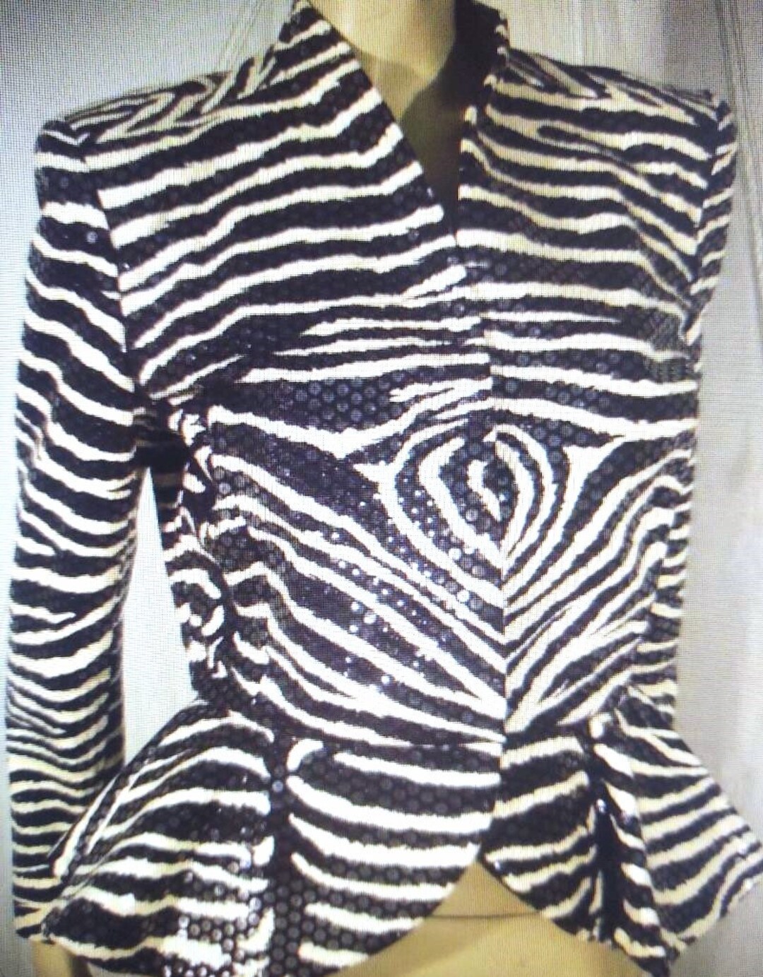 1980s Travilla Sequined Zebra Print Peplum Evening Jacket - Etsy