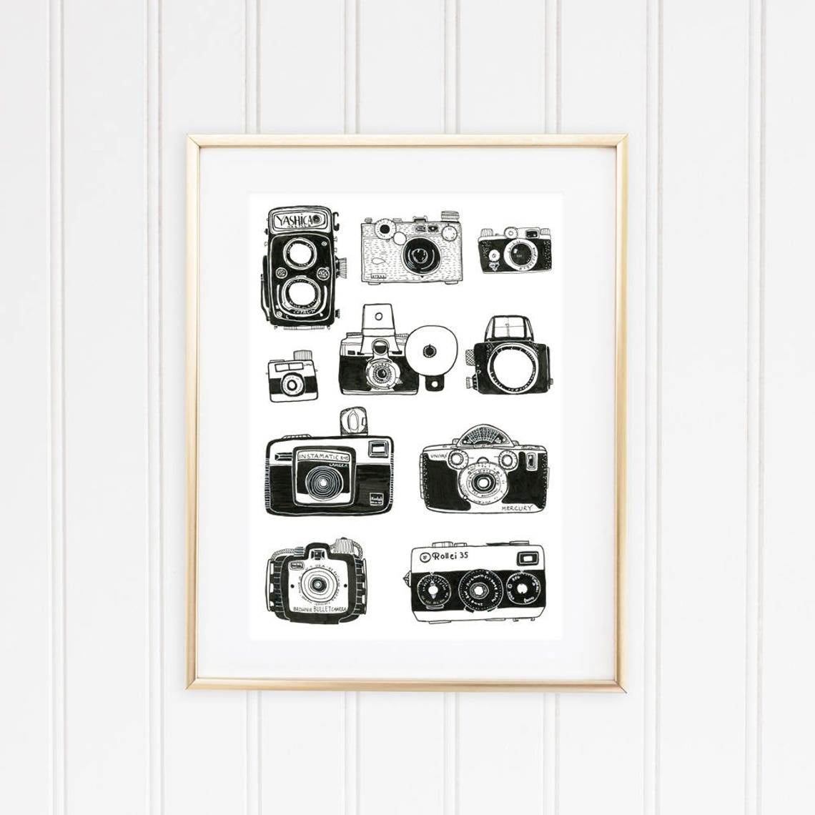 Vintage Camera Print Black Vintage Cameras Poster Office | Etsy