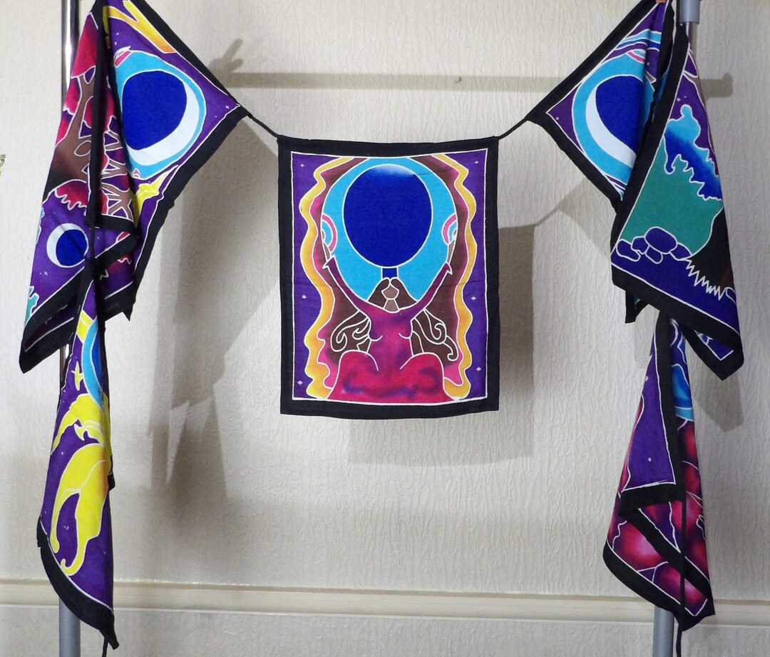 Goddess Prayer Flags, 7 Flag Meditation Banner, Indoor or Outdoor, Hand ...