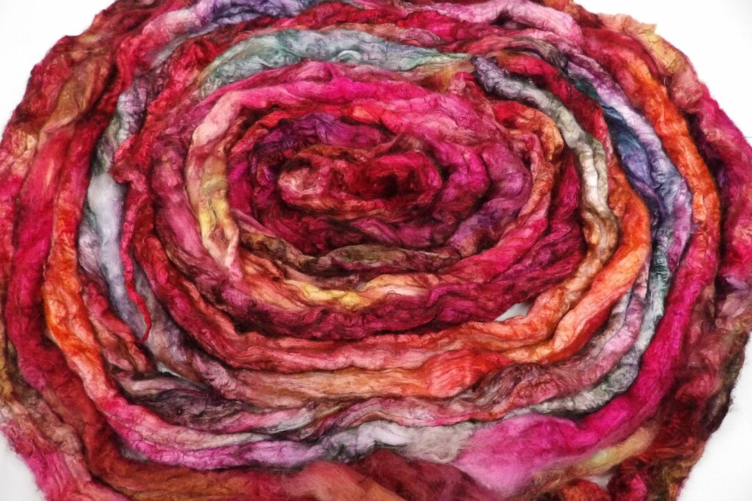 Hand Dyed Pearl Silk Fibre Tops, Space Dyed Silk Roving Fibers With ...