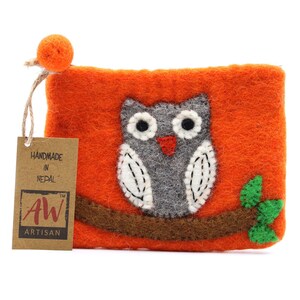 Owl in Tree Cute Animal Felt Zip up Pouch/purse. Hand Felted Artisan ...