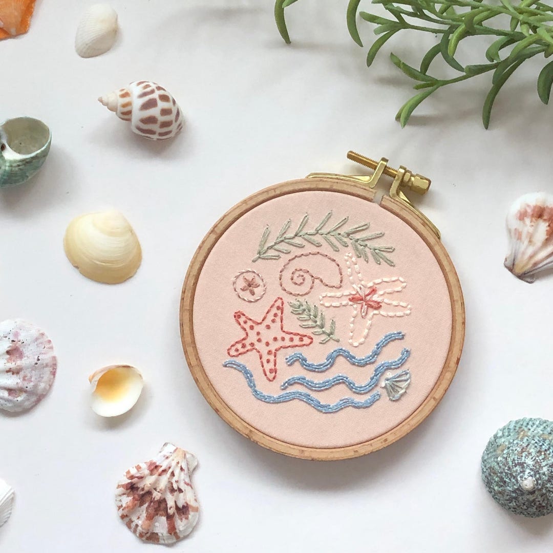 Seaside Treasures- Beach Embroidery Kit for Beginners - Etsy