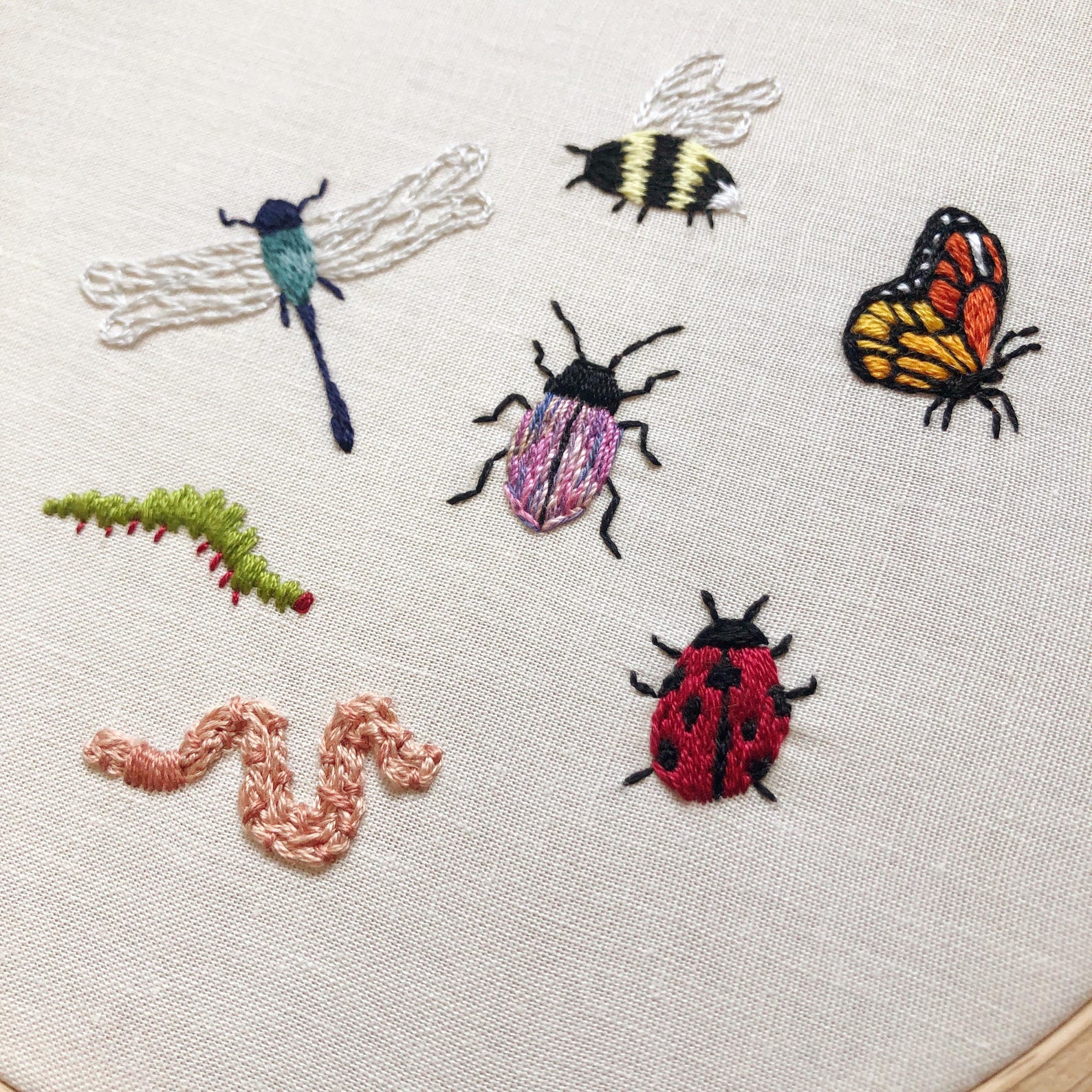 Bugs Embroidery Patterns - Stick and Stitch Insect Embroidery - Etsy