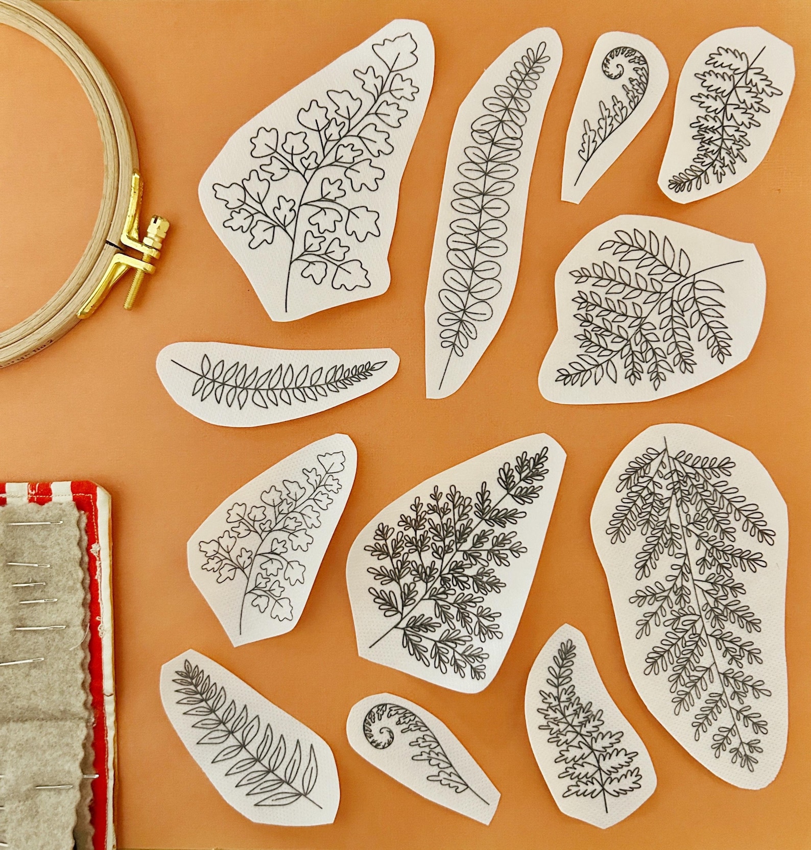 Ferns Embroidery Patterns - Stick and Stitch Botanical Embroidery - Etsy