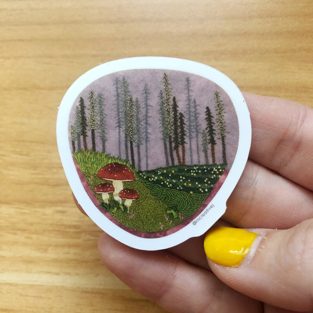 STICKER: Embroidered Forest Forage Mushroom and Woodland Vinyl Sticker ...