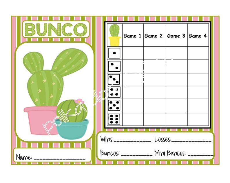 Buy 2 Get 1 Free CACTUS FIESTA Cinco De Mayo Bunco Set Score Card Table ...
