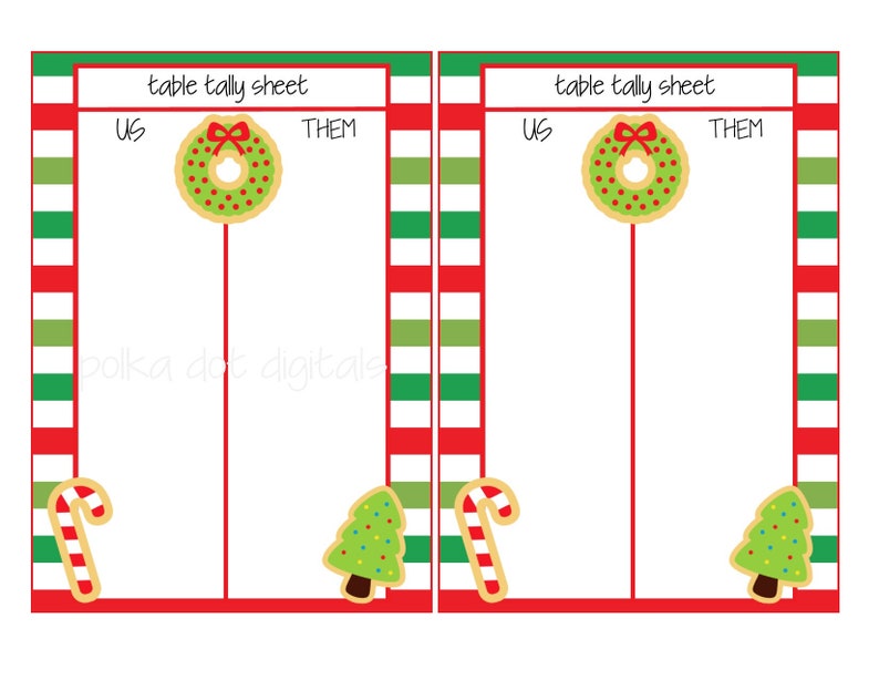 CHRISTMAS COOKIE Bunco Score Card Sheet Table Numbers Tally - Etsy New ...