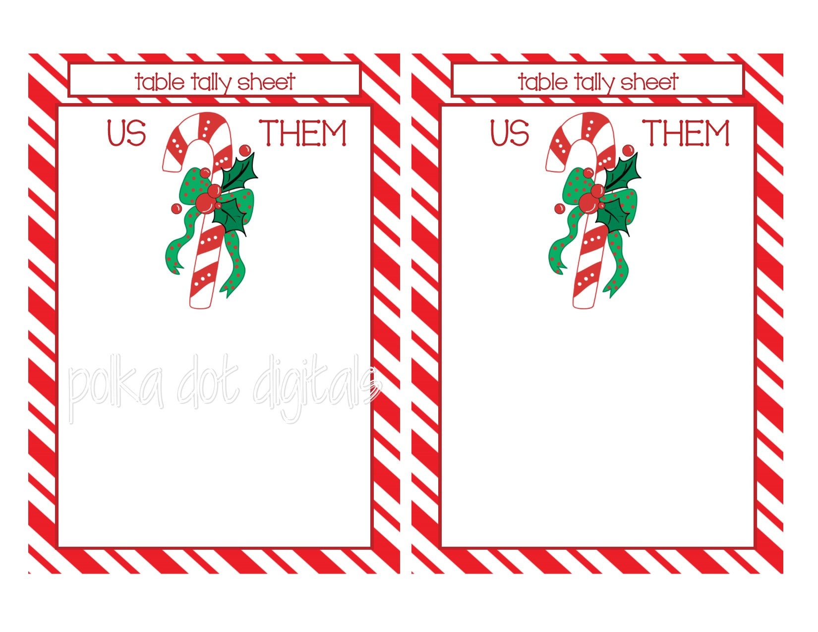 BUY 2 Get 1 FREE CHRISTMAS Candy Cane Complete Set Bunco Score Card ...