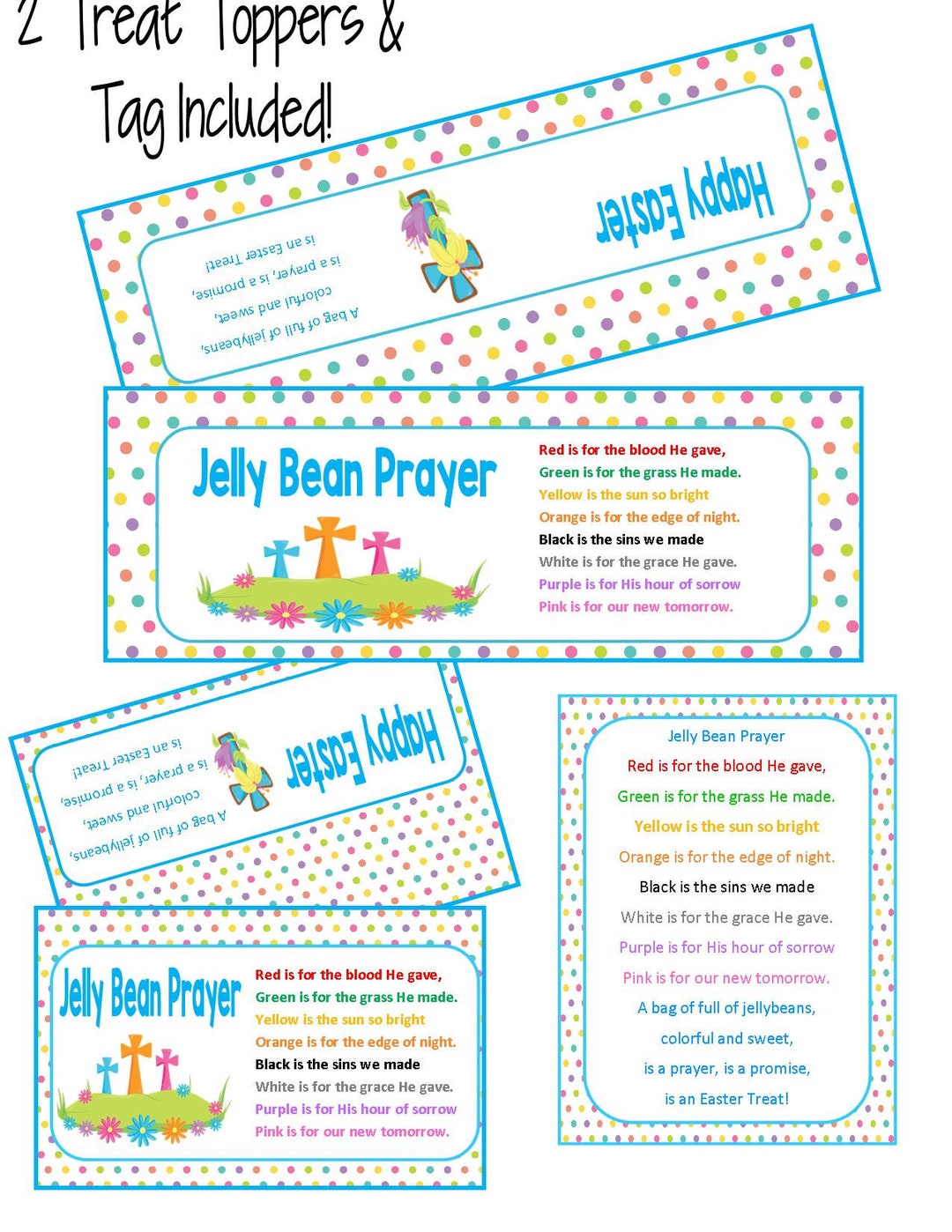 Easter JELLY BEAN PRAYER Treat Bag Toppers Tags Diy Party Favor Bags ...
