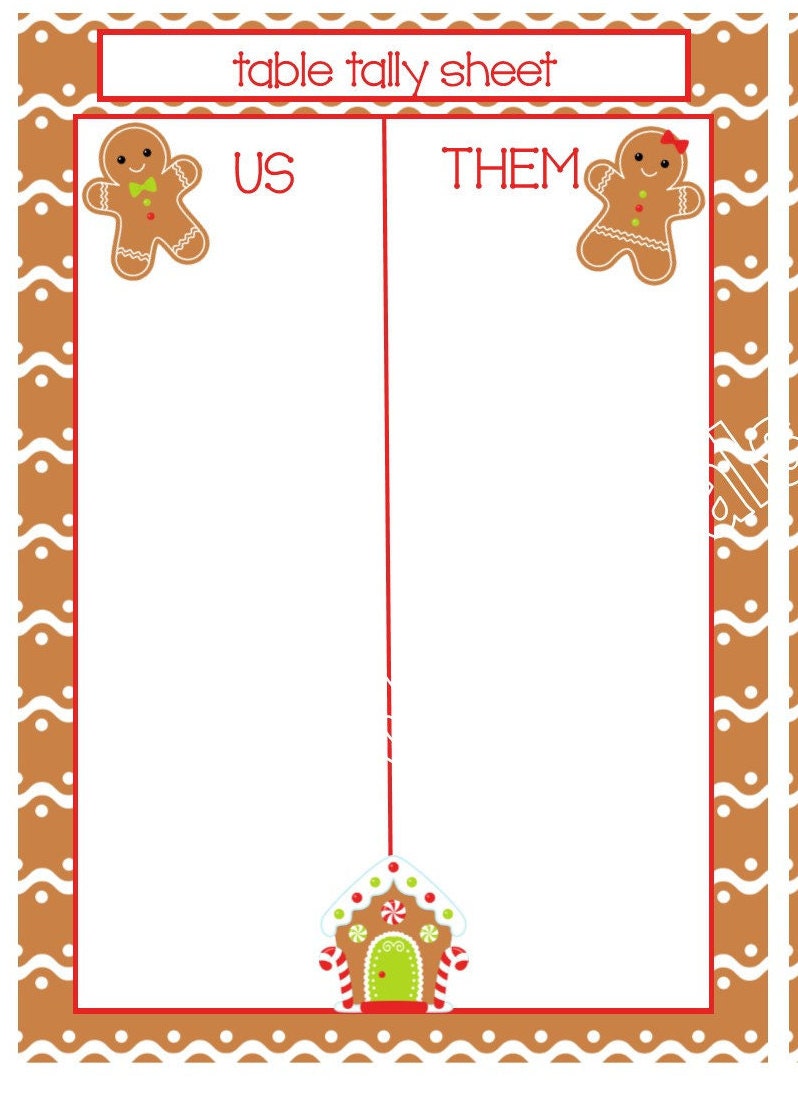 BUY 2 Get 1 FREE CHRISTMAS Gingerbread Complete Set Bunco Score Card ...