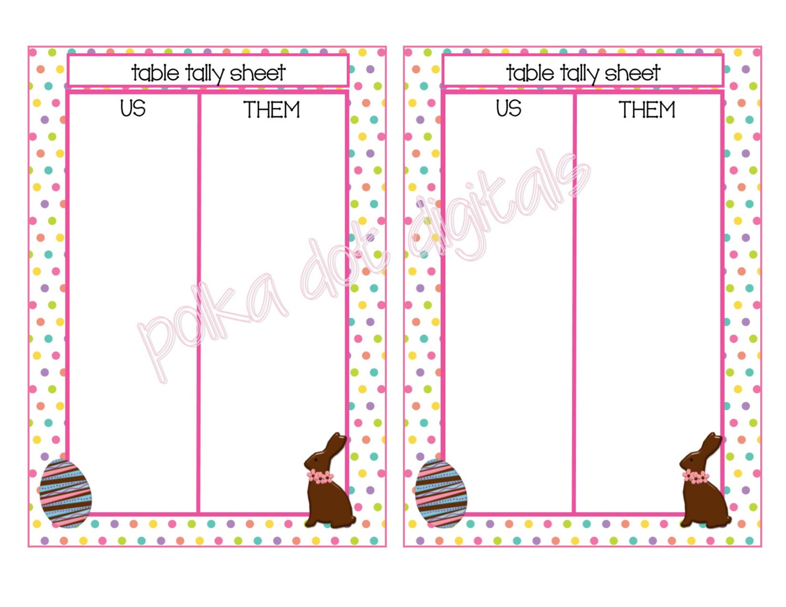 Buy 2 Get 1 Free Easter CHOCOLATE BUNNY EGGS Bunco Score Card Sheet ...