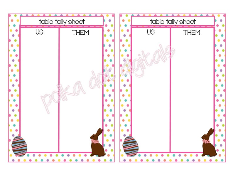 Buy 2 Get 1 Free Easter CHOCOLATE BUNNY EGGS Bunco Score Card Sheet ...
