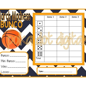 MARCH MADNESS Complete Set Bunco Score Card Sheet Table Numbers Tally ...