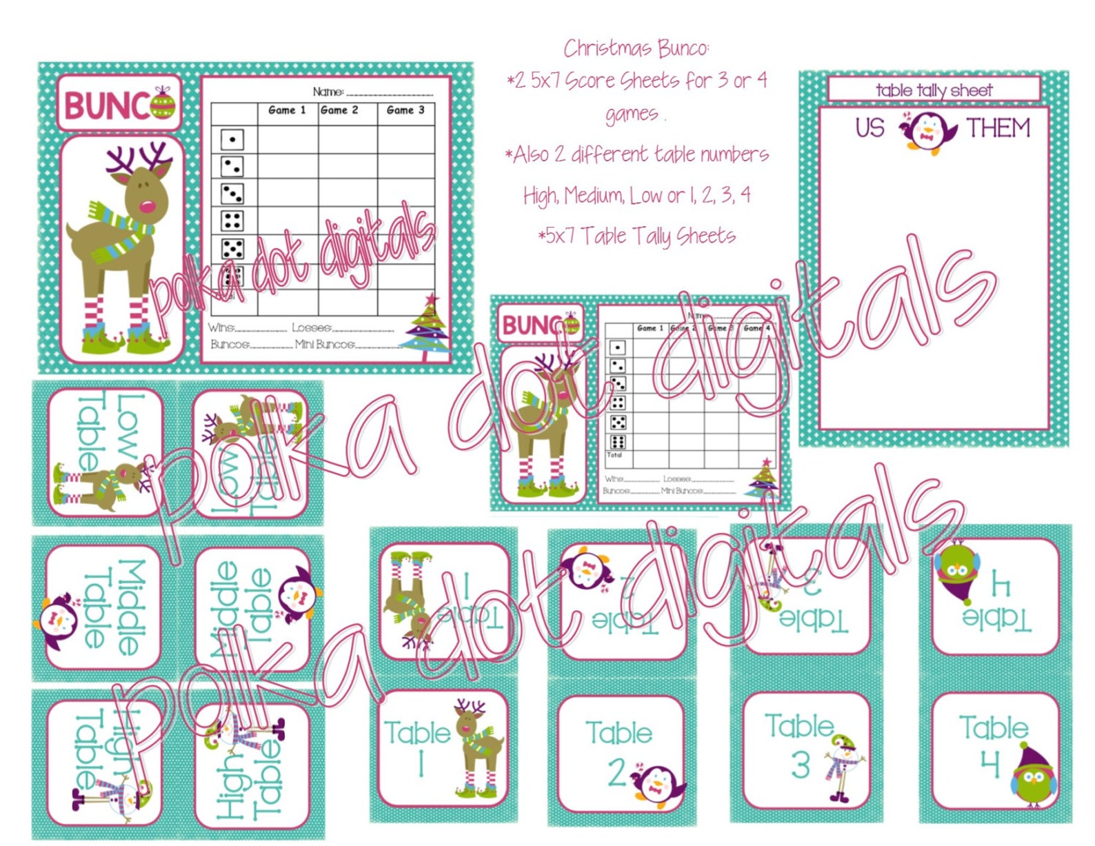 BUY 2 Get 1 FREE CHRISTMAS Complete Set Bunco Score Card Sheet With ...